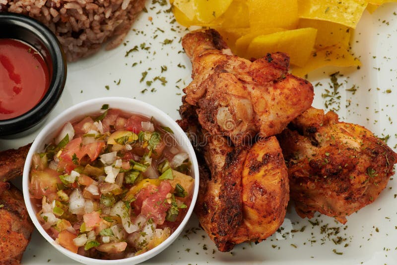 Fried Chicken Legs with Salsa Stock Photo - Image of fried, barbecue ...