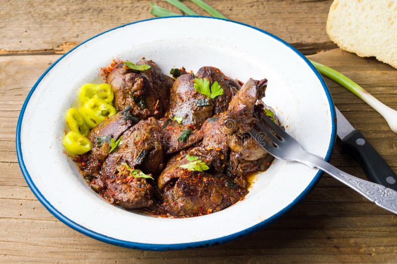 Fried Chicken Liver with Pepper Stock Photo - Image of diet, cooked ...
