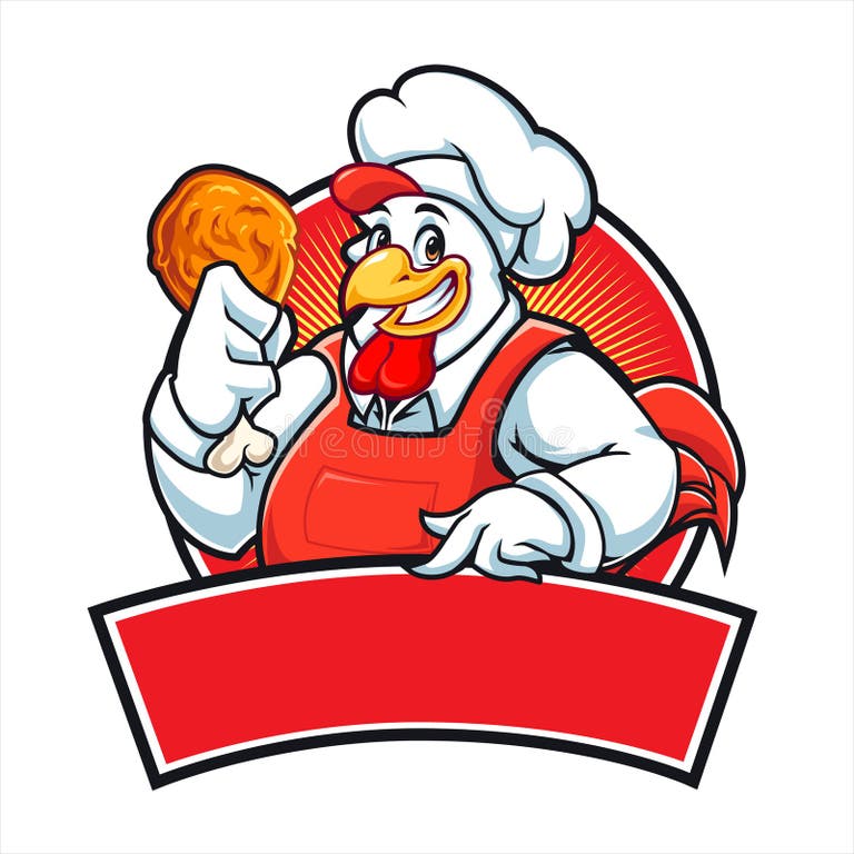 Fried Chicken Mascot with Blank Text Stock Illustration - Illustration ...
