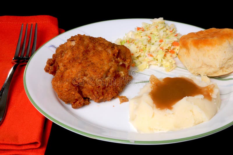 Fried Chicken and Mashed Potatoes Stock Photo - Image of meat, string ...