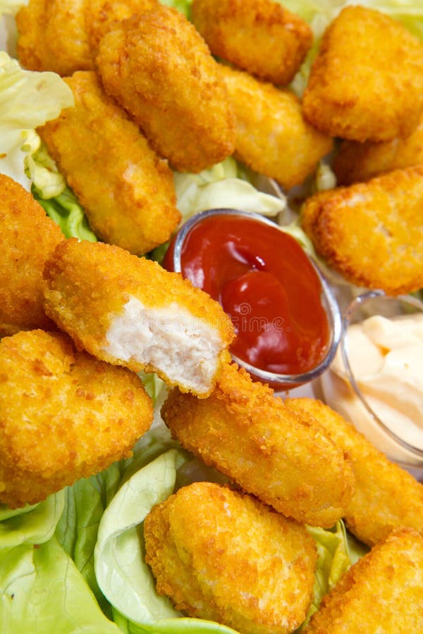 Fried chicken meat stock photo. Image of lettuce, nugget - 23099196