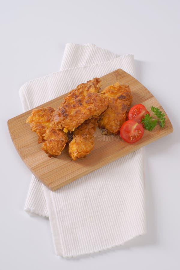 Fried chicken meat stock photo. Image of cutting, food - 76568438