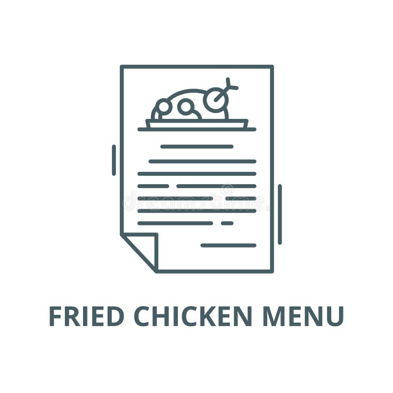 Fried Chicken Menu Line Icon Concept. Fried Chicken Menu Flat Vector ...