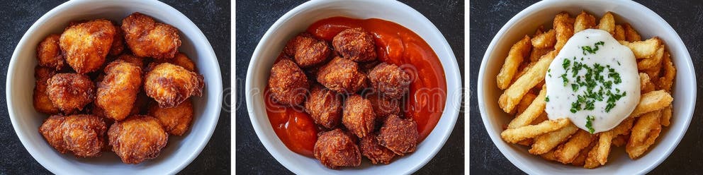 Fried Chicken Nuggets Collage, Different Variations, Vibrant Colors ...