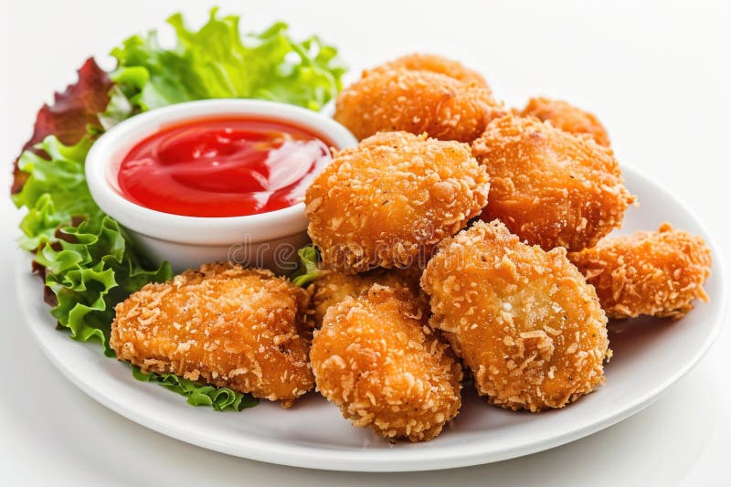 Fried Chicken Nuggies and Ketchup Stock Photo - Image of condiment ...
