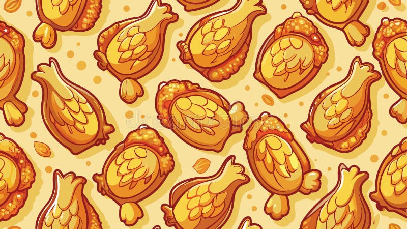 Fried Chicken Pattern on Beige Background Harsh Light Stock Vector ...