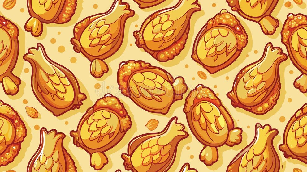 Fried Chicken Pattern on Beige Background Harsh Light Stock Vector ...