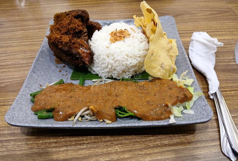 Fried Chicken Pecel Rice is Delicious To Eat at Any Time Stock Photo ...