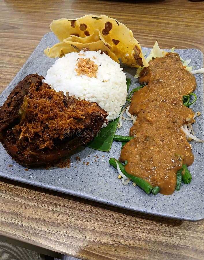 Fried Chicken Pecel Rice is Delicious To Eat at Any Time Stock Photo ...