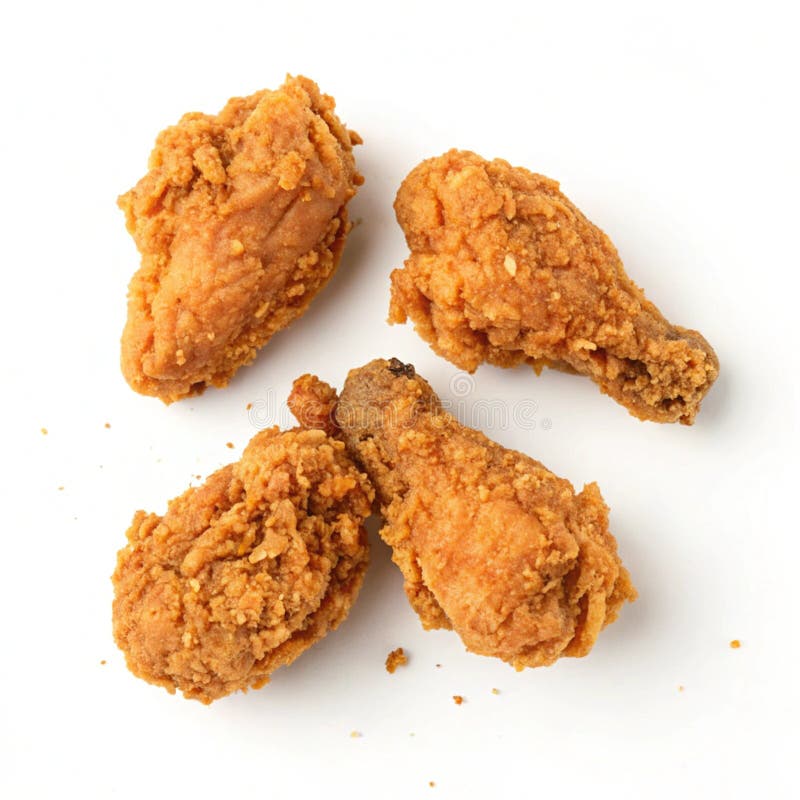 Fried Chicken Pieces Isolated on White Background Stock Illustration ...
