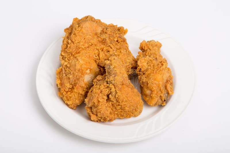 Fried Chicken Pieces on Small White Plate Stock Image - Image of ...