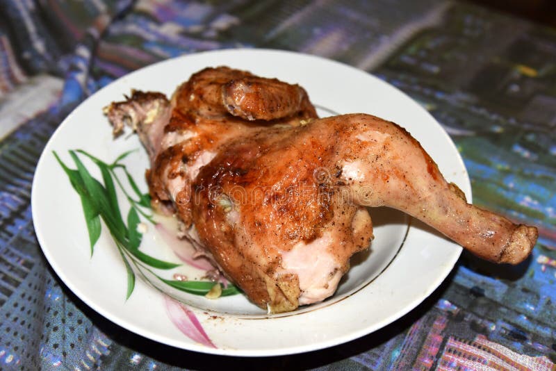 Fried chicken on a plate stock image. Image of homemade - 218092689