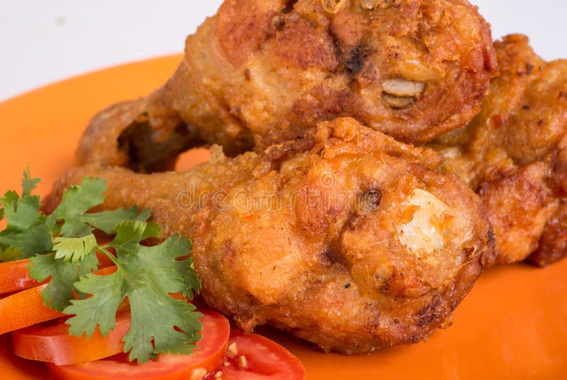 Fried chicken on a plate. stock photo. Image of meal - 70821818