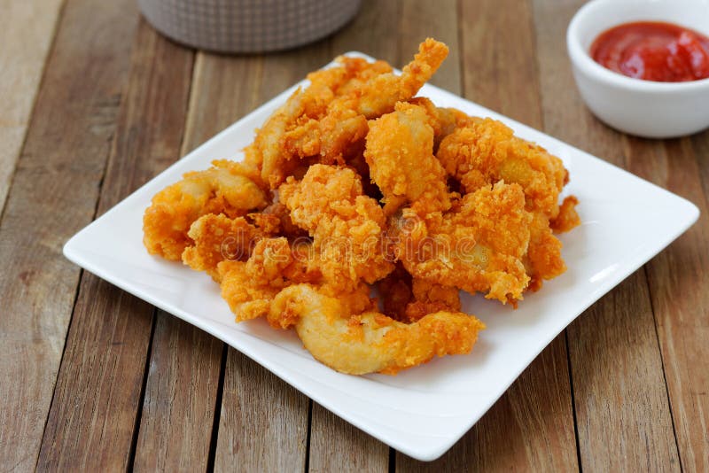 Fried Chicken Pop on White Plate Stock Photo - Image of white, snack ...
