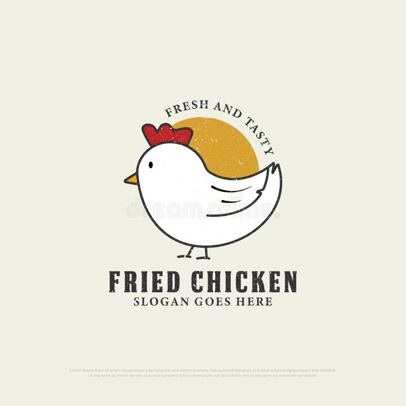 Fried Chicken Restaurant Logo Design with Grunge Style, Retro Chicken ...