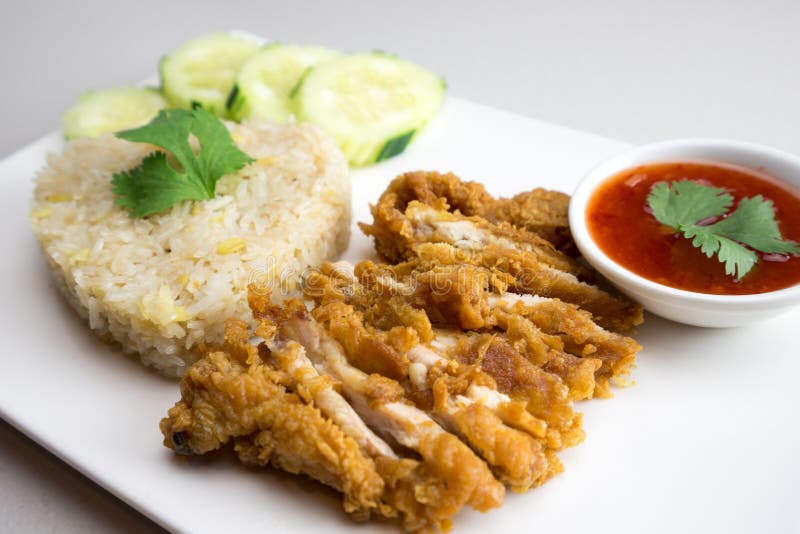 Fried-Chicken Rice stock photo. Image of fried, bowl - 116320144