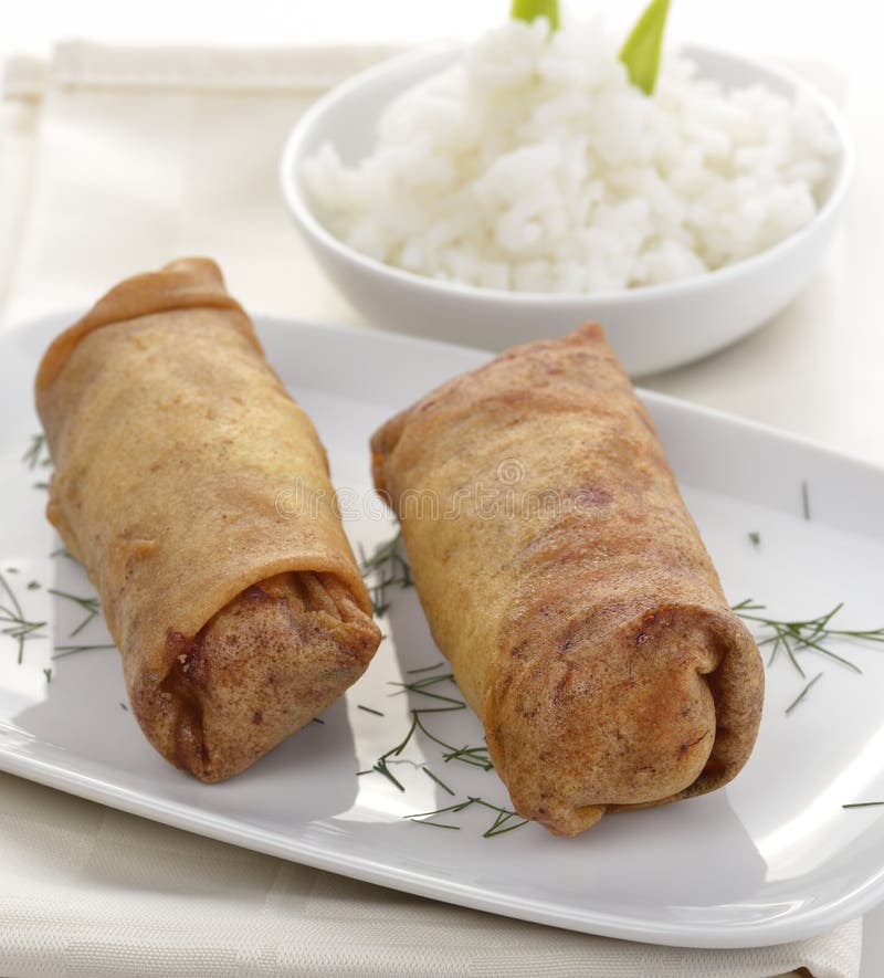 Fried Chicken Rolls stock photo. Image of plate, fried - 27014976