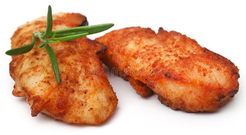 Fried Chicken with Rosemary Stock Photo - Image of isolated, board ...