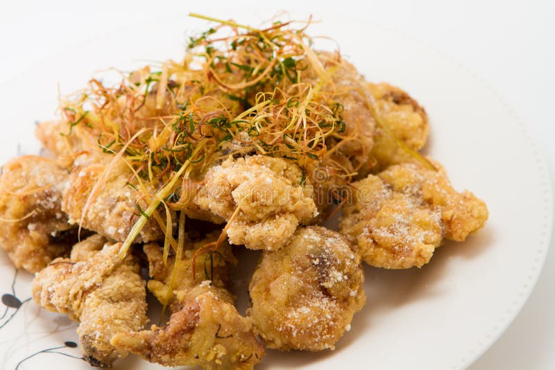 Fried chicken with salt stock image. Image of fresh, elegance - 32164073