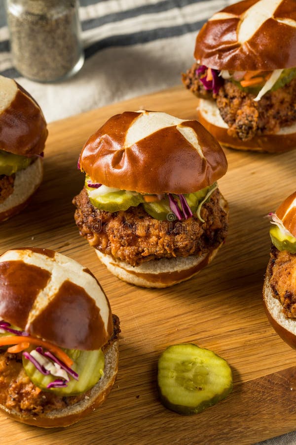Fried Chicken Sandwich Sliders Stock Image - Image of snack, background ...