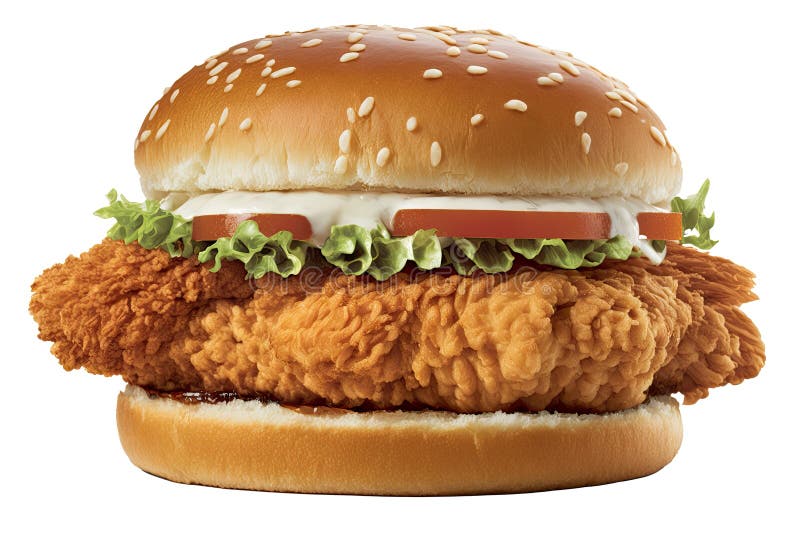 Fried Chicken Sandwich on a Transparent Background. Generative AI Stock ...