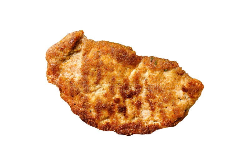 Fried Chicken Schnitzel with Baked Potatoes. Isolated on White ...