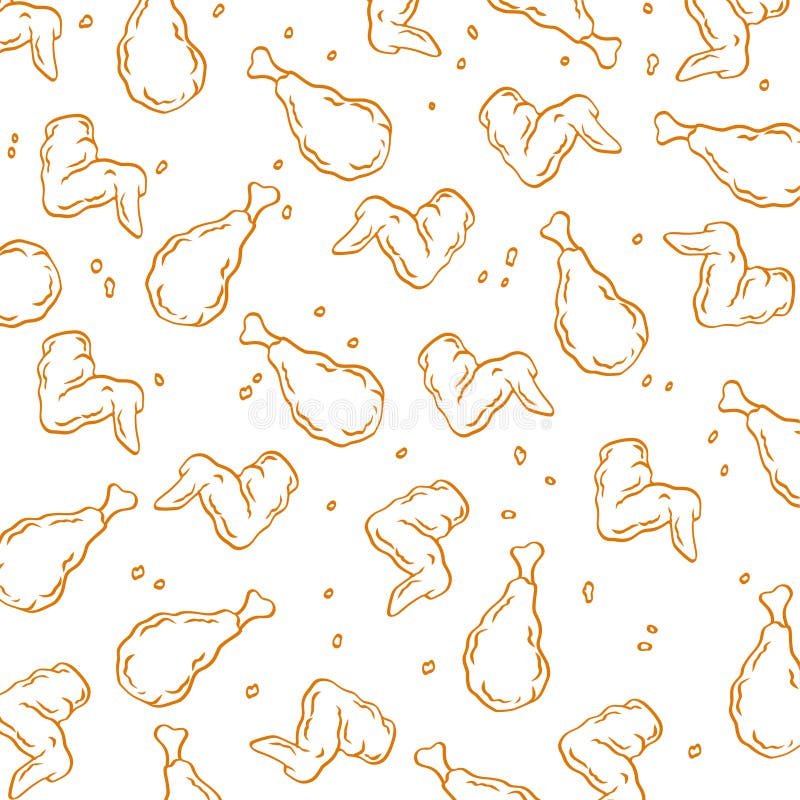 Fried Chicken Seamless Pattern Doodle Drawing Vector Illustration Stock ...