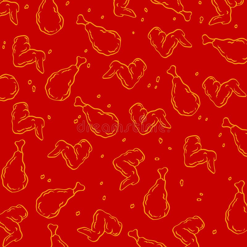 Fried Chicken Seamless Pattern Doodle Drawing Vector Illustration Stock ...