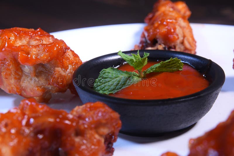 Fried Chicken Seasoned with Herbs Herb Sauce Mayonnaise Tasty Food ...