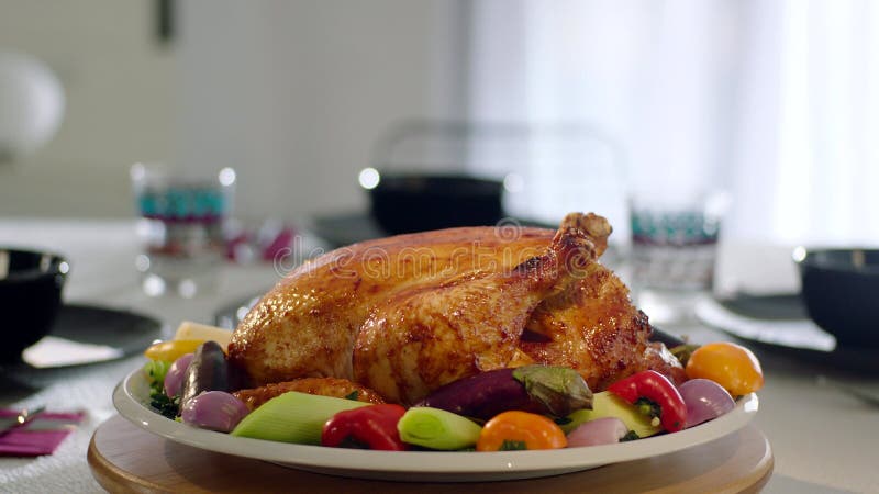 Fried Chicken is Spinning Around Itself. it Turns 360 Degrees Around ...