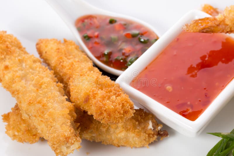 Fried Chicken Sticks with Sauce Stock Image - Image of fried, fast ...