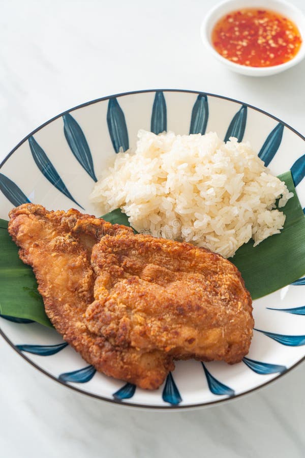Fried Chicken with Sticky Rice Stock Image - Image of chicken, dish ...