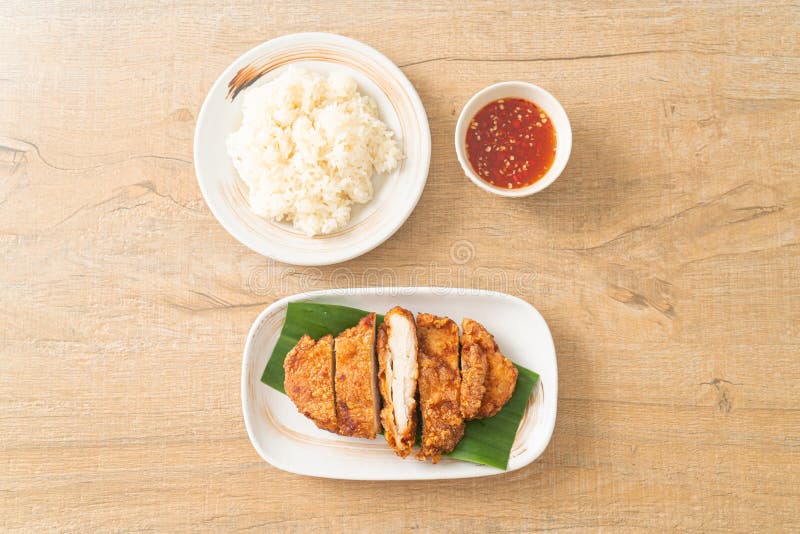 Fried Chicken with Sticky Rice Stock Image - Image of fastfood, chicken ...