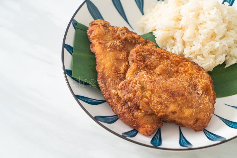Fried Chicken with Sticky Rice Stock Image - Image of cuisine, chicken ...