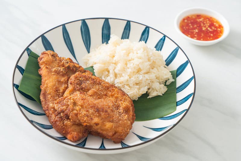 Fried Chicken with Sticky Rice Stock Photo - Image of gourmet, calories ...