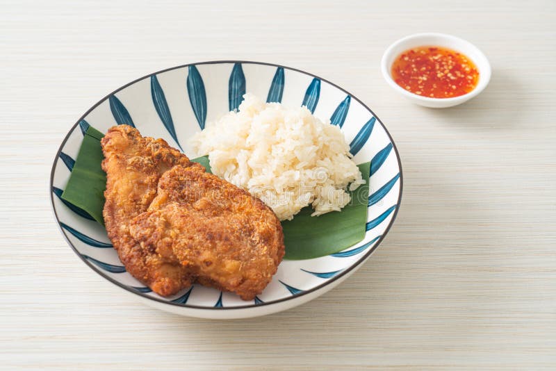 Fried Chicken with Sticky Rice Stock Image - Image of food, gourmet ...