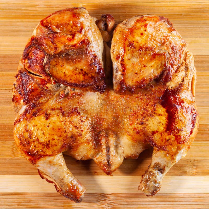 Fried Chicken Tabaka on a Wooden Board Stock Image - Image of chicken ...