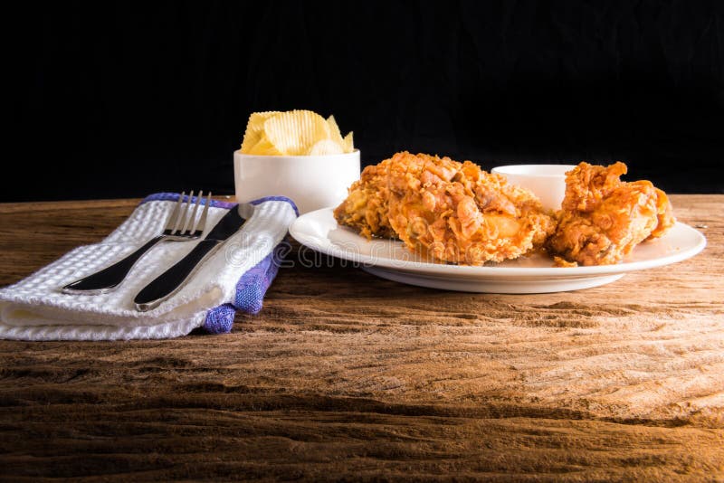 Fried chicken on the table stock image. Image of barbecue - 53271563
