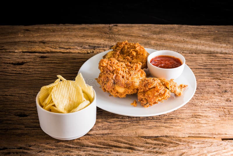 Fried chicken on the table stock photo. Image of barbecue - 53271998
