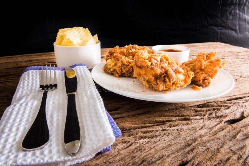 Fried chicken on the table stock photo. Image of golden - 53306288