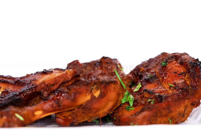 Fried Chicken Tandoori or Chicken Grill in White Background. Side View ...