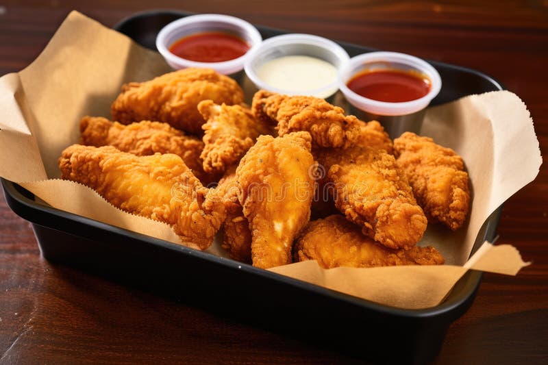 Fried Chicken Tenders in a Paper Tray Stock Image - Image of crispy ...
