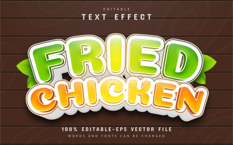 Fried Chicken Text Effect Cartoon Style Stock Vector - Illustration of ...