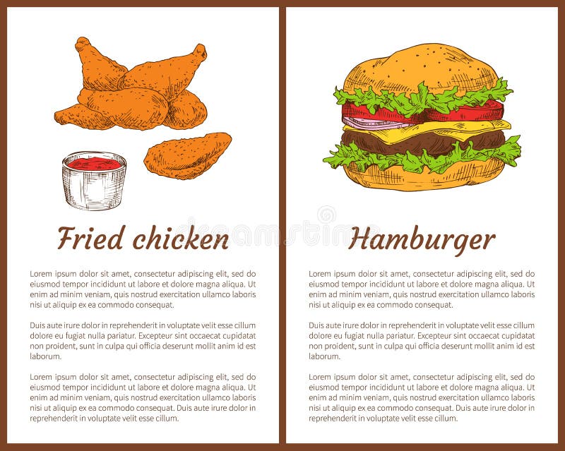 Fried Chicken- Und Hamburger-Vektor-Illustration Vektor Abbildung ...