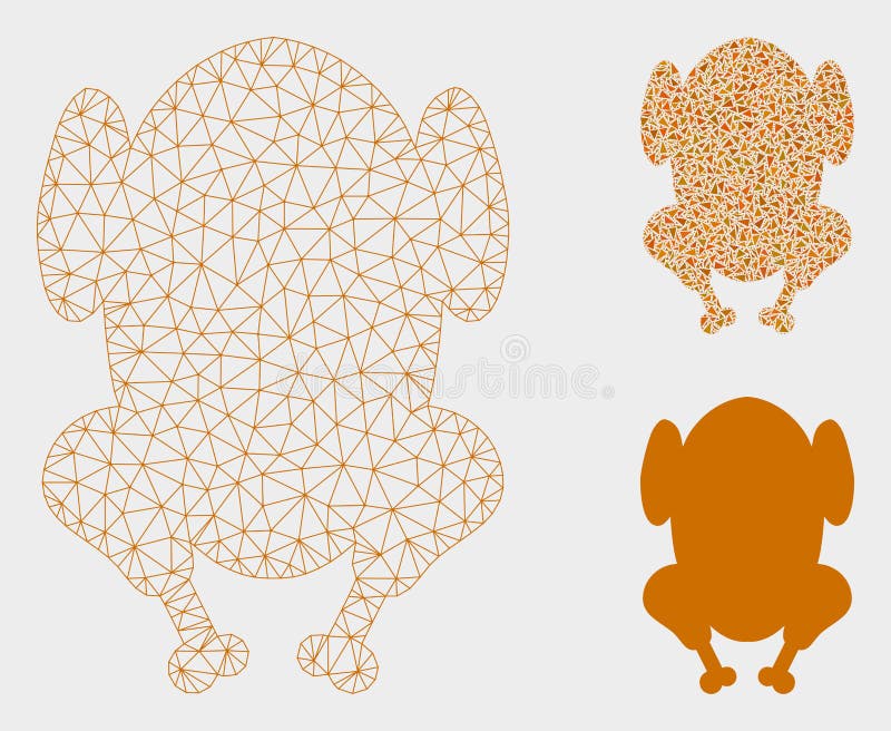 Fried Chicken Vector Mesh 2D Model and Triangle Mosaic Icon Stock ...