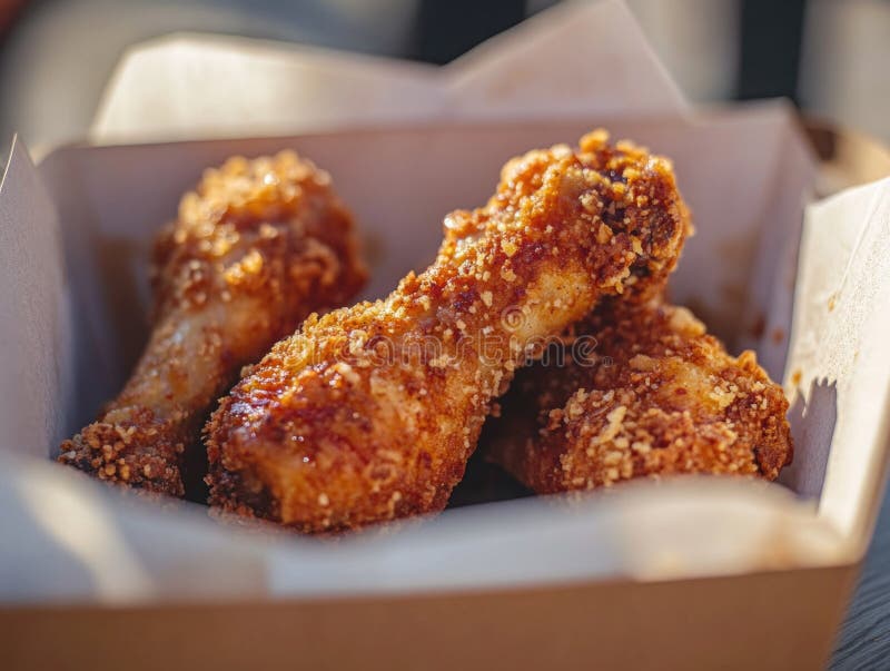 Fried Chicken Wings Box stock image. Image of table - 379839703