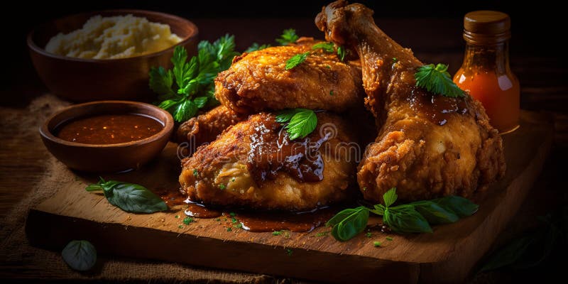 The Side Angle View of Fried Chicken with AI Generated. Stock ...