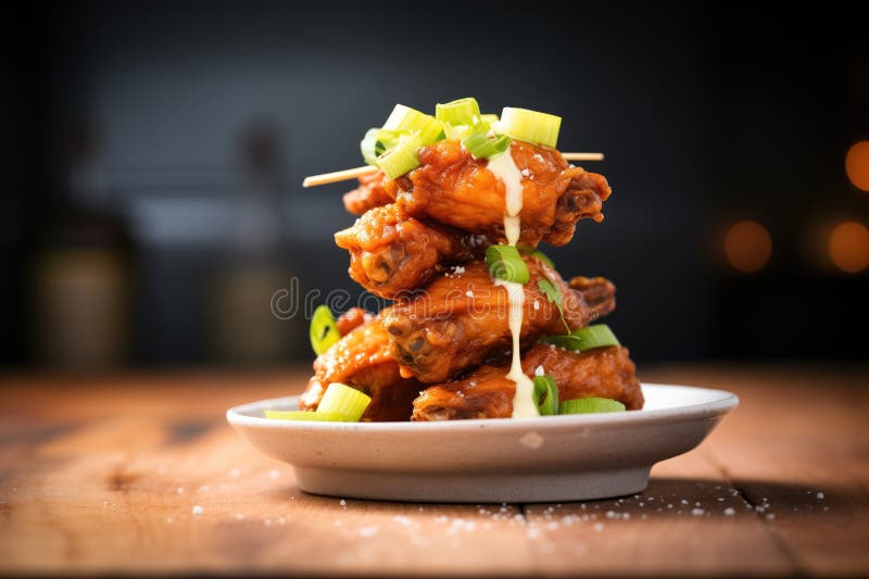 Fried Chicken Wings Stack with Celery Sticks Stock Image - Image of ...