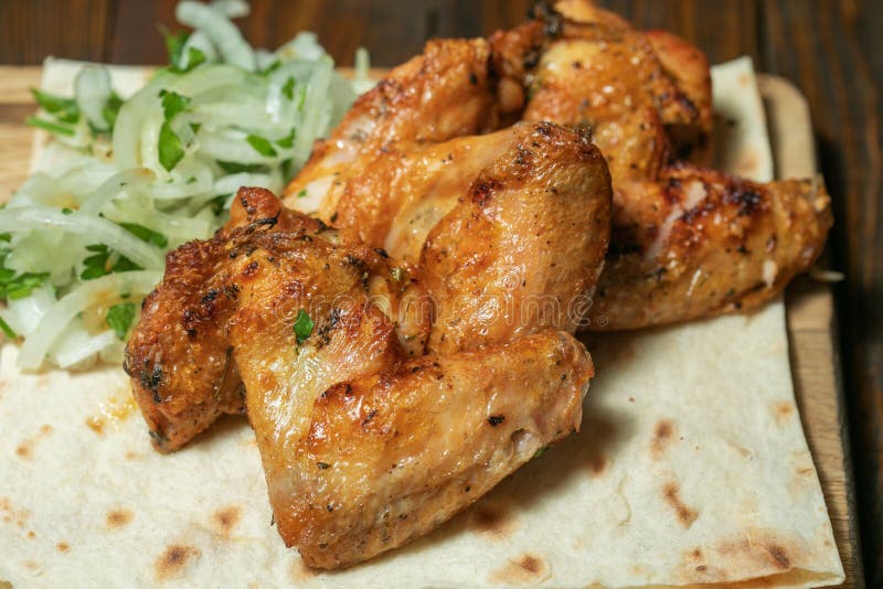 Fried Chicken on Wooden Board Stock Image - Image of wooden, lunch ...