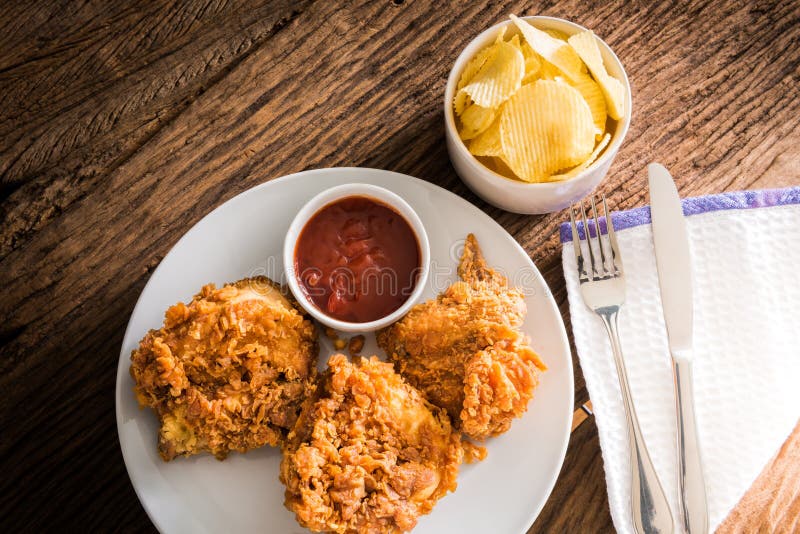 Fried Chickens on the Table Stock Photo - Image of lunch, poultry: 53271794